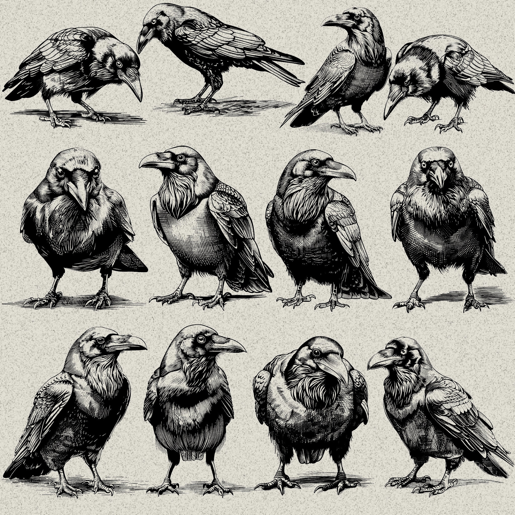 40 Raven and Crow Designs Bundle PNG & SVG Digital for Laser Engraving ...