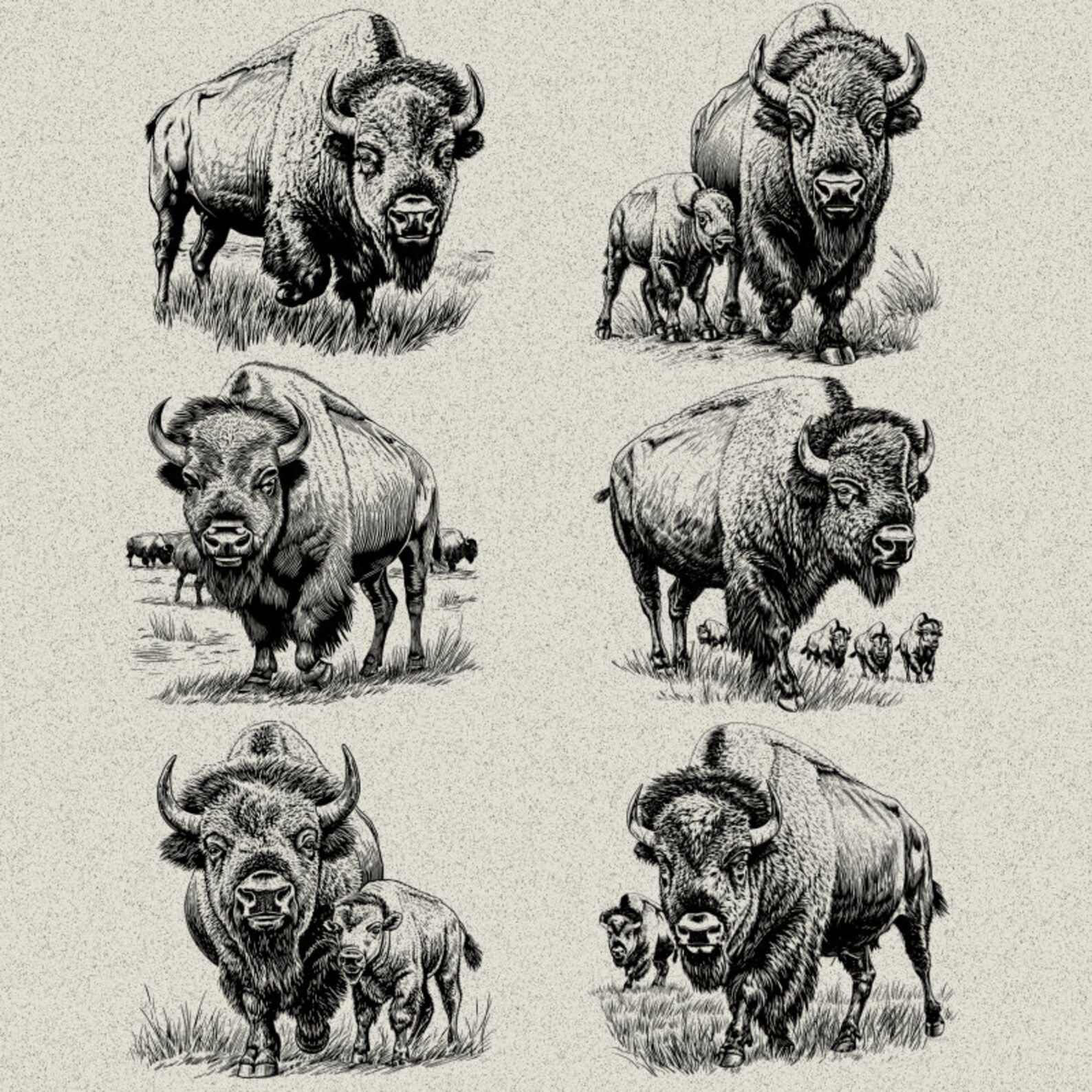 34 American Bison Designs Bundle PNG & SVG Digital for Laser Engraving ...