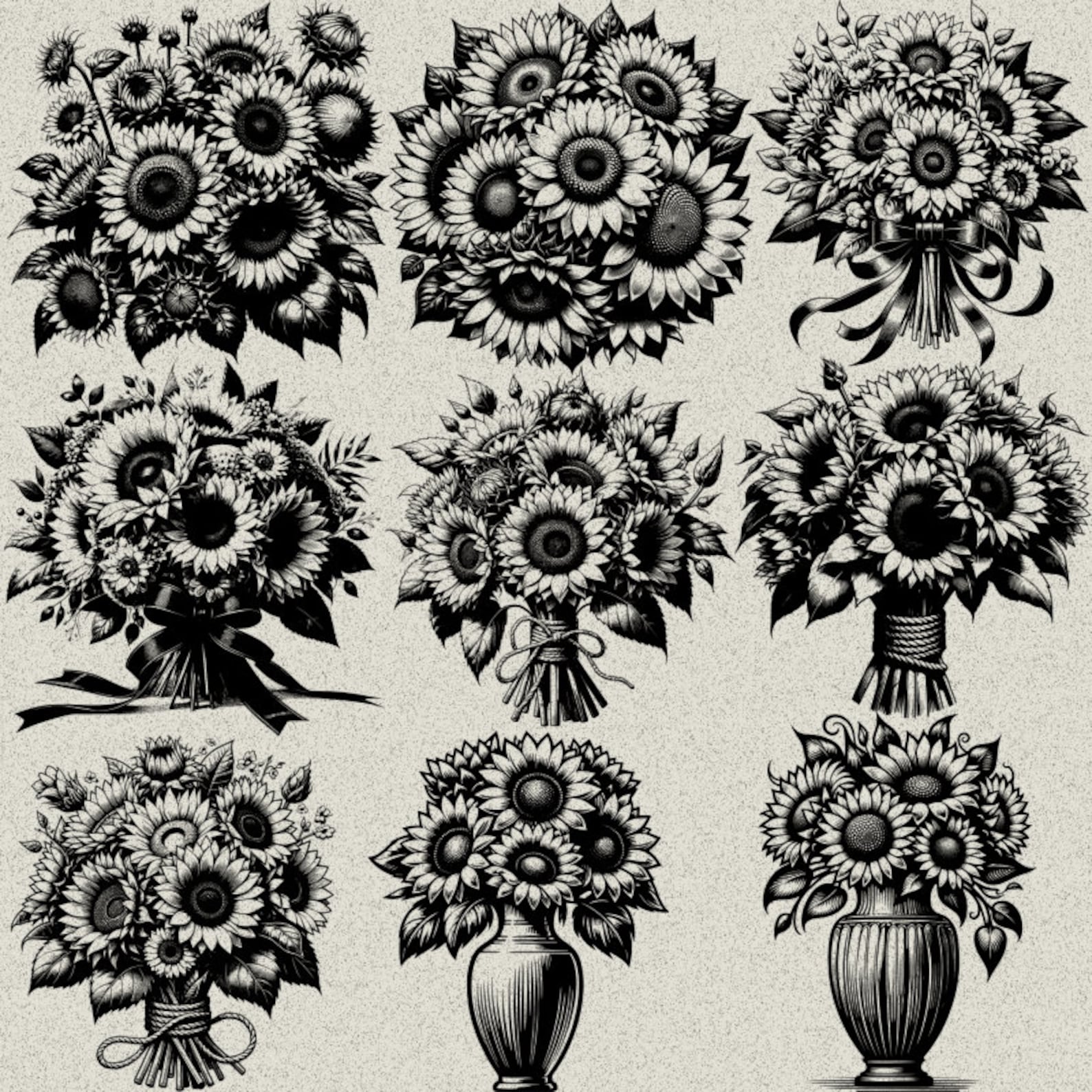 44 Sunflowers Bundle PNG & SVG for Laser Engraving or Print, Bee and ...