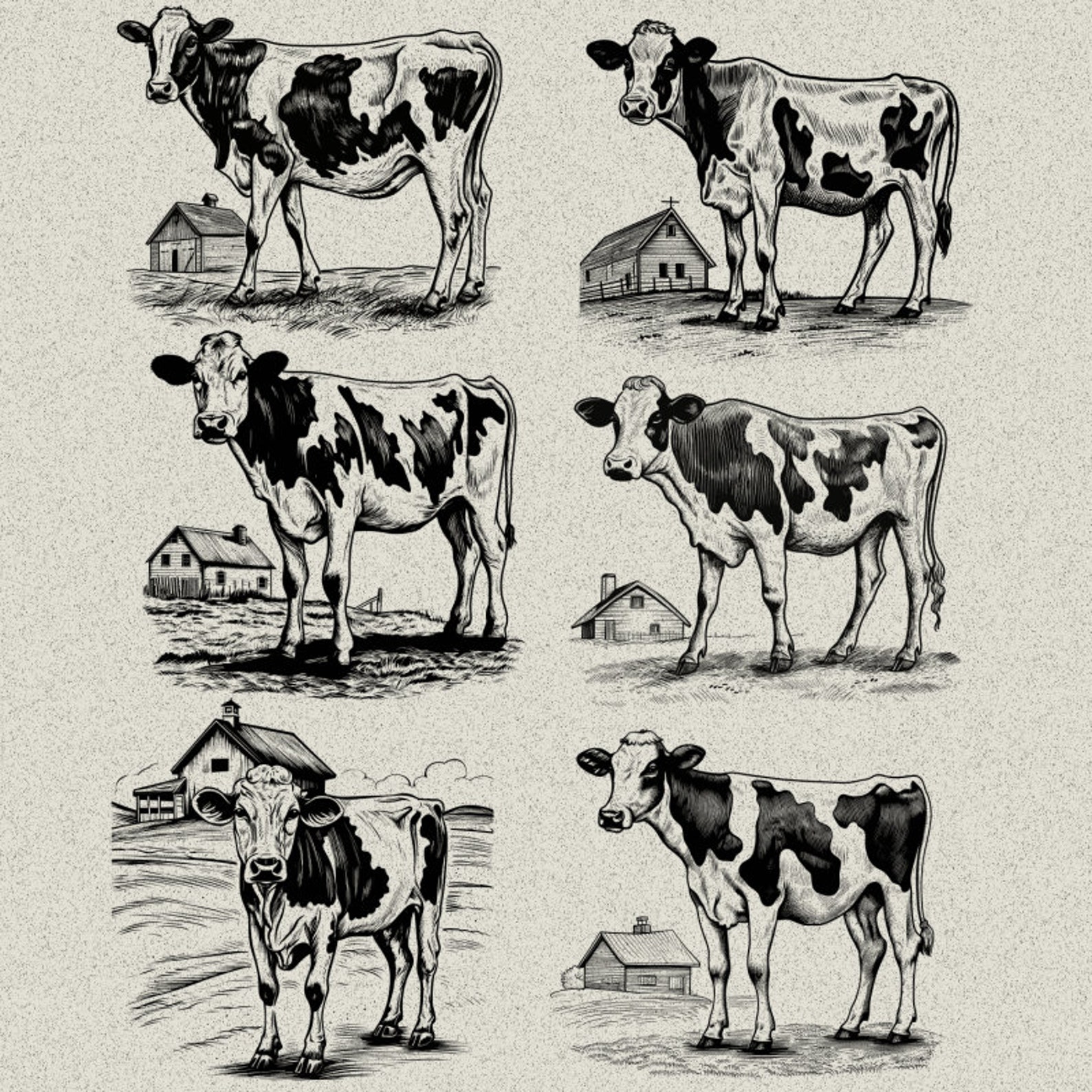 42 Cow Designs Bundle PNG & SVG for Laser Engraving or Print, Dairy Cow ...