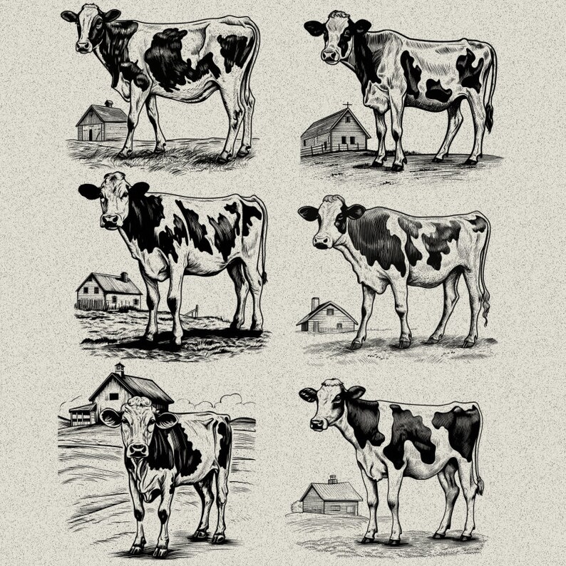 42 Cow Designs Bundle PNG & SVG for Laser Engraving or Print, Dairy Cow ...