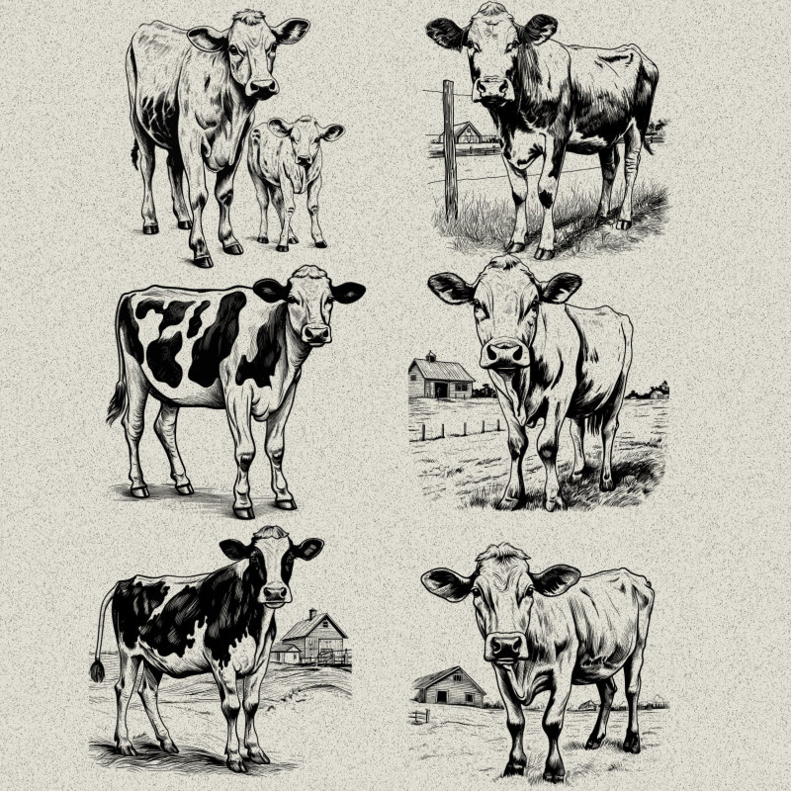 42 Cow Designs Bundle PNG & SVG for Laser Engraving or Print, Dairy Cow ...