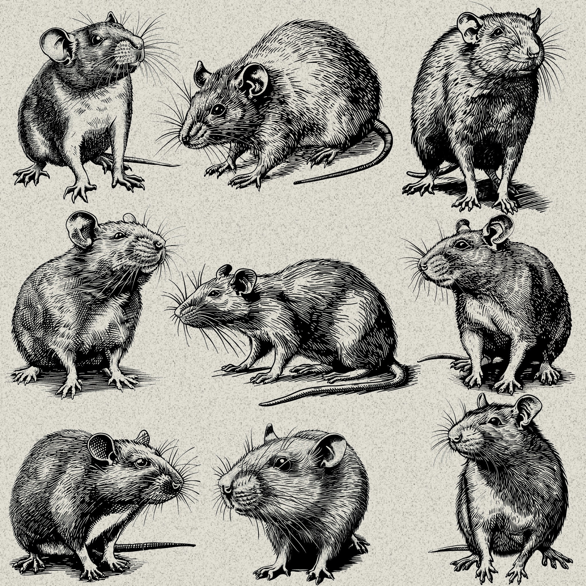 36 Rat Designs Bundle PNG & SVG Digital for Laser Engraving or Print ...
