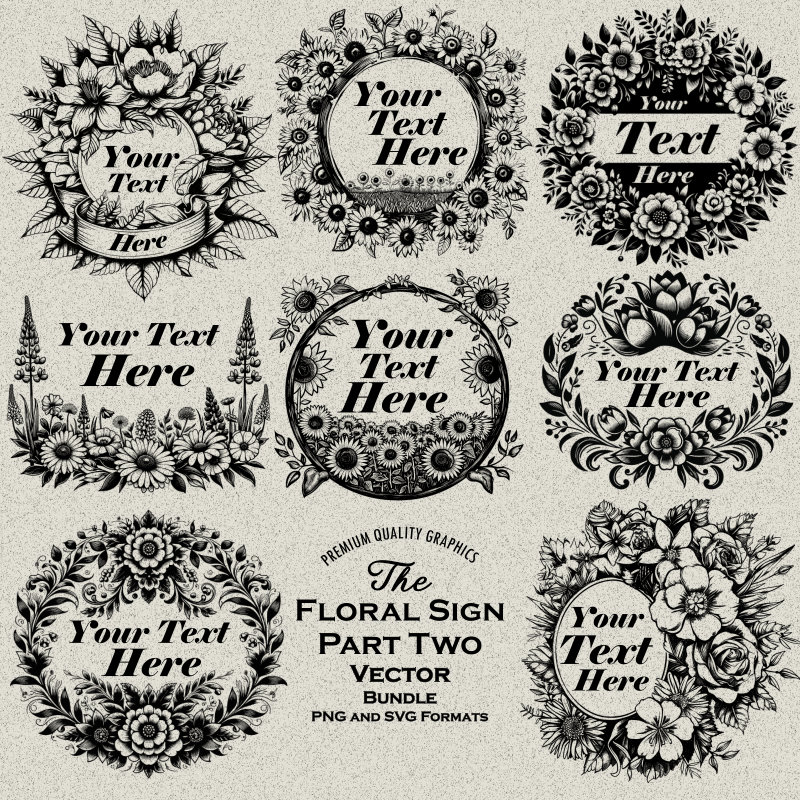 38 Floral Flower Signs SVG-PNG Bundle Designs for Laser Engraving, or ...