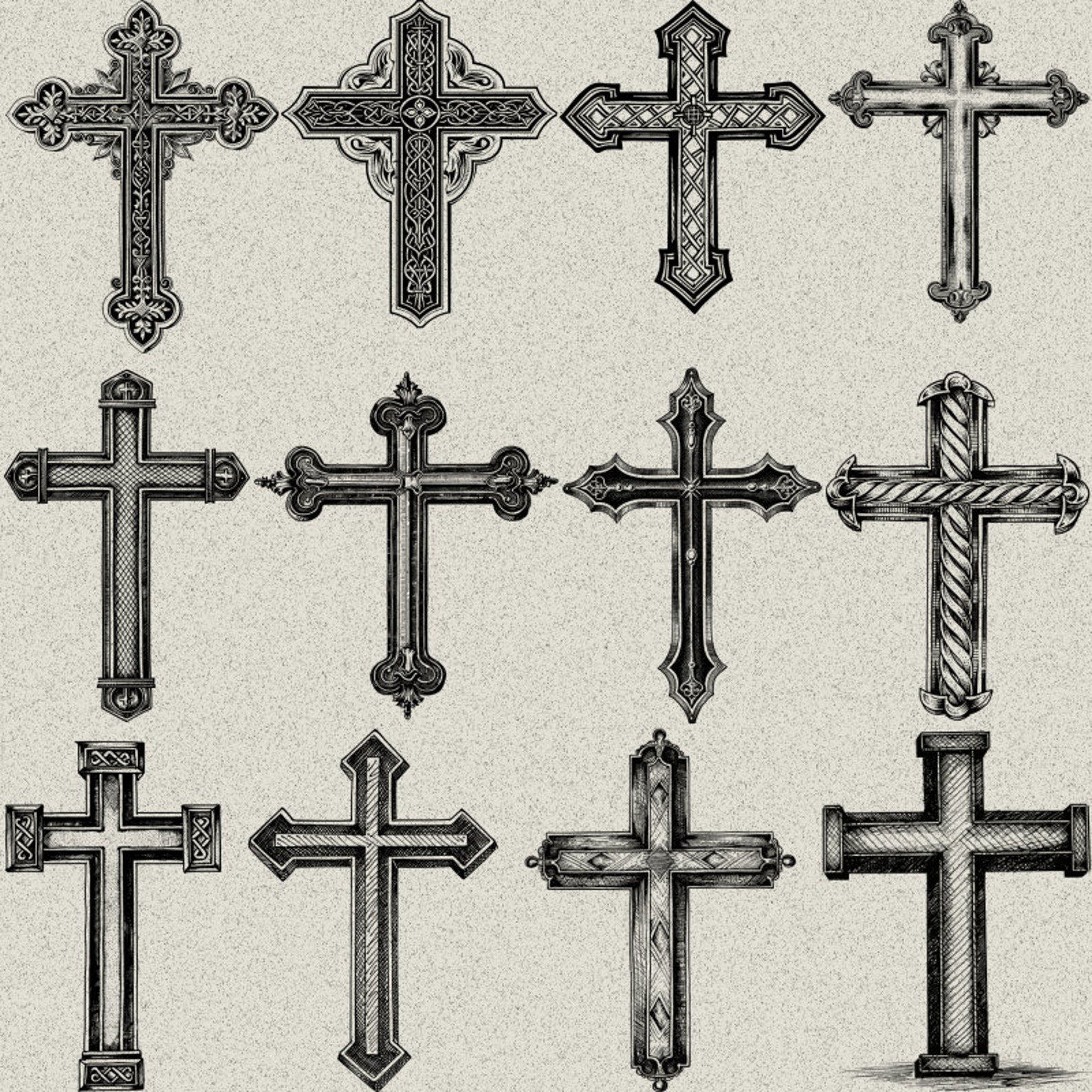 67 Christian Cross Designs Bundle PNG & SVG Digital for Laser Engraving or Print, Crucifix Svg ...