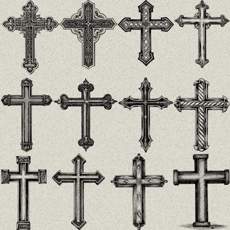 67 Christian Cross Designs Bundle PNG & SVG Digital for Laser Engraving ...