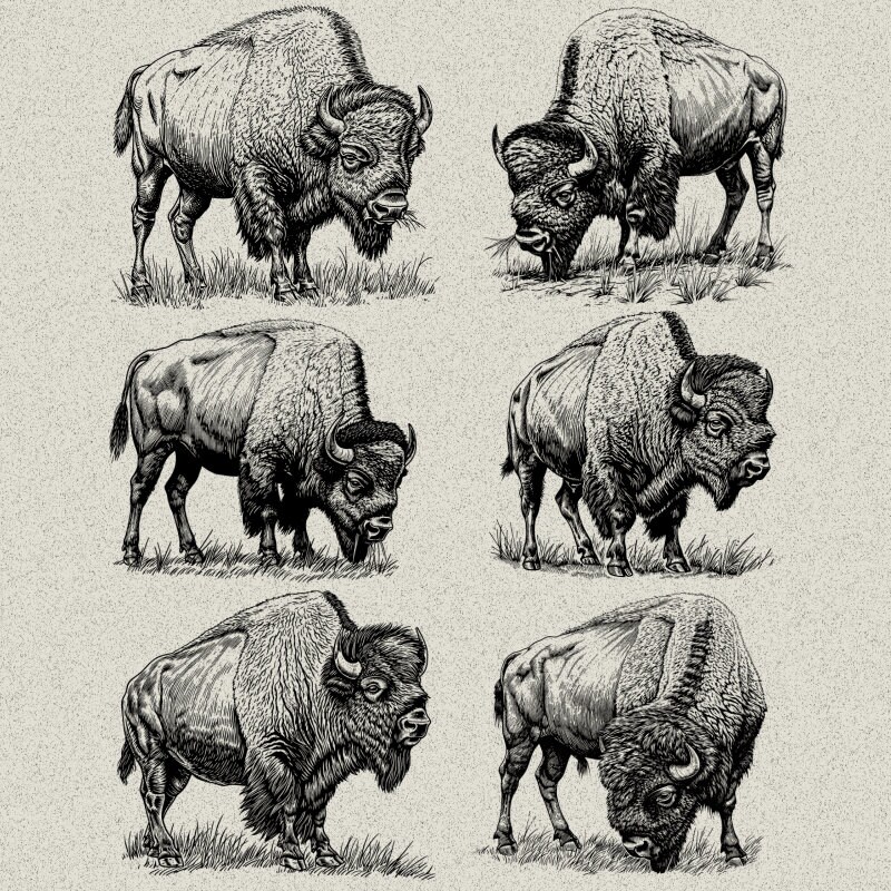 34 American Bison Designs Bundle PNG & SVG Digital for Laser Engraving ...