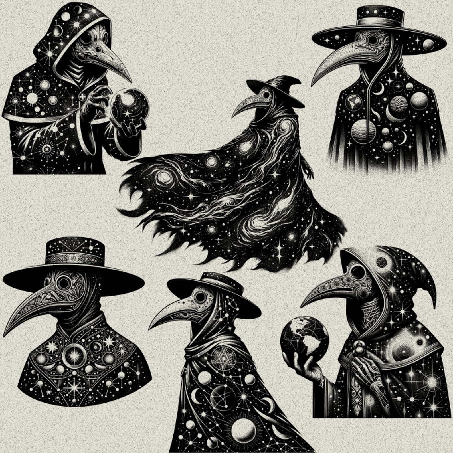 40 Plague Doctor Designs Bundle SVG & PNG for Laser Engraving or Print ...