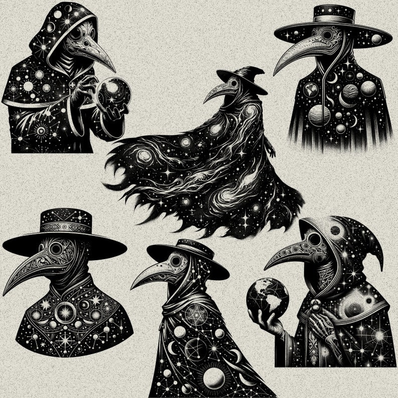 40 Plague Doctor Designs Bundle SVG & PNG for Laser Engraving or Print ...