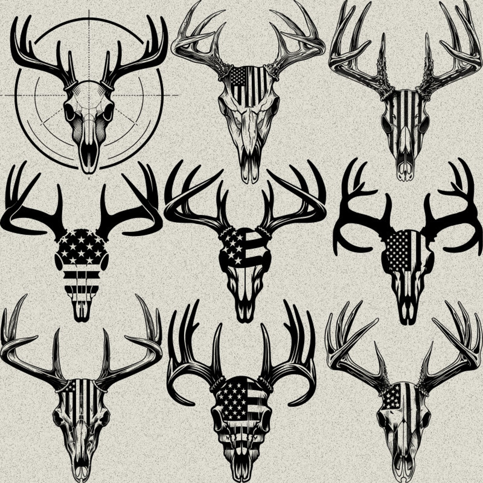 54 Deer Skull Designs SVG & PNG Bundle Laser Engraving or Print ...