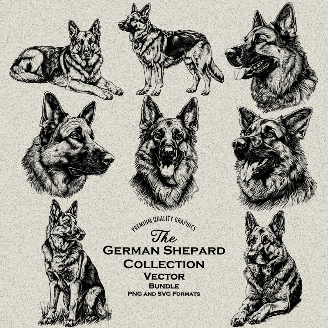 34 German Shepard Dog Designs Bundle SVG & PNG for Laser Engraving or ...