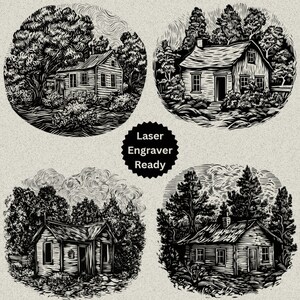 30 Rural Scenery SVG-PNG Bundle Low Detail Designs for Laser Engraving ...