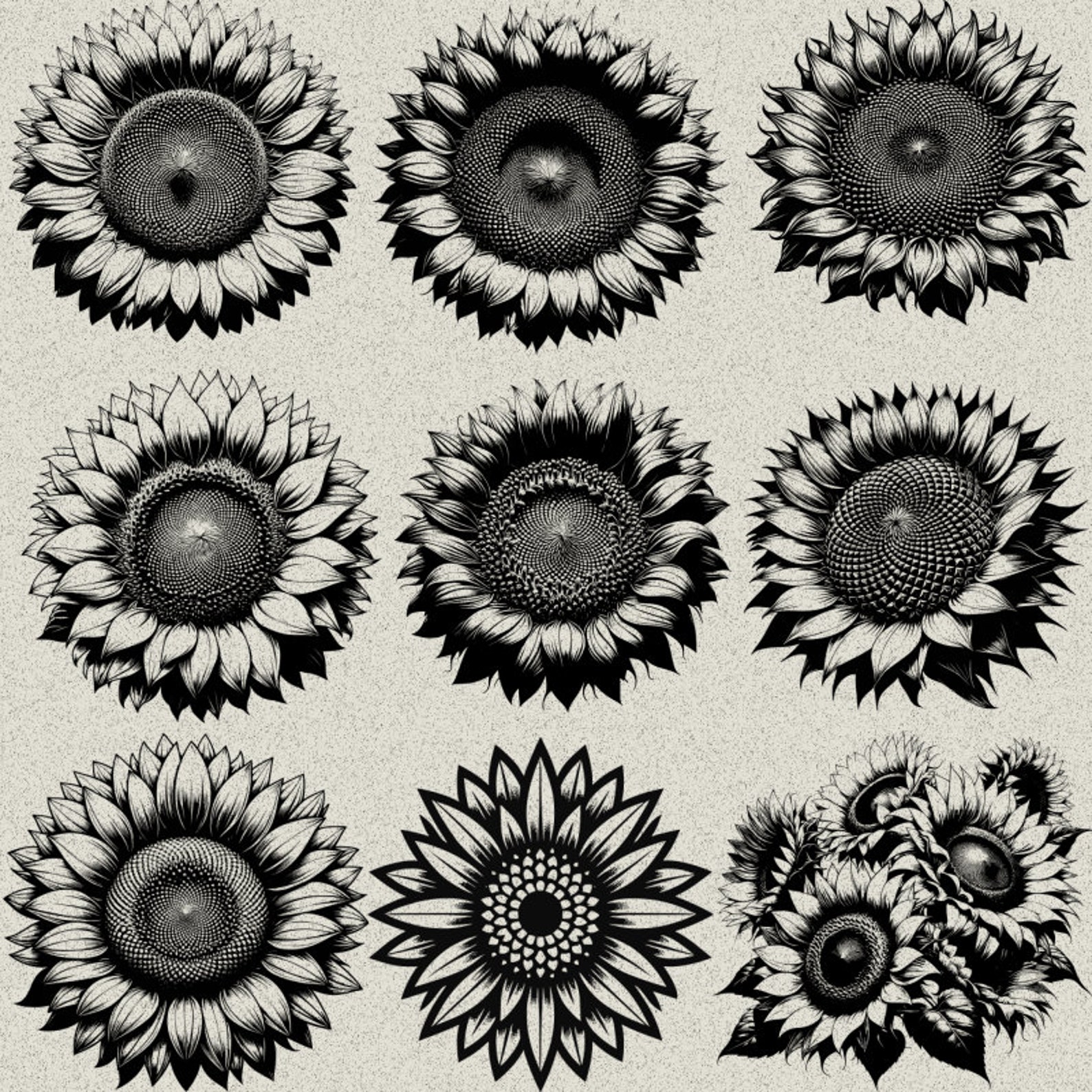 44 Sunflowers Bundle PNG & SVG for Laser Engraving or Print, Bee and ...