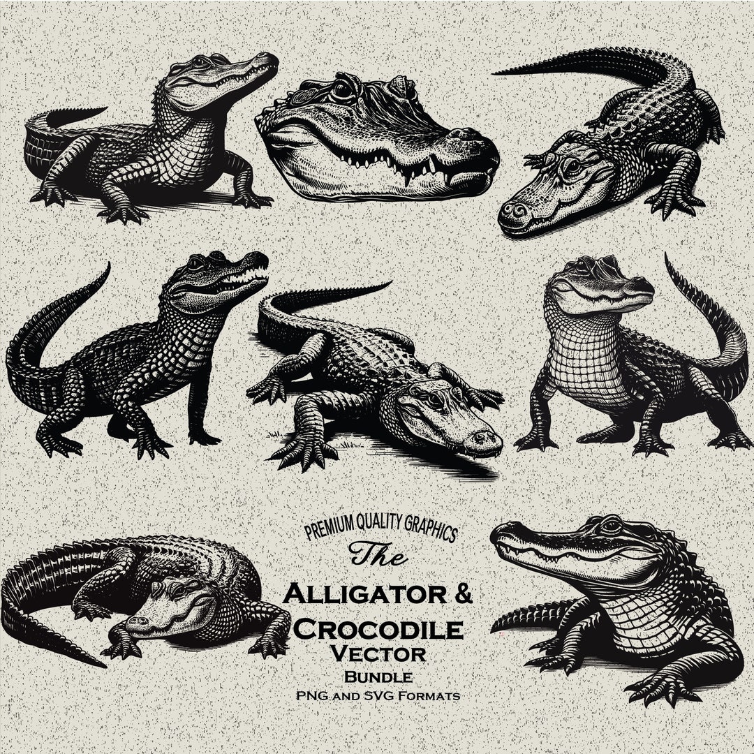 35 Alligator & Crocodile Bundle SVG-PNG Designs for Laser Engraving and ...