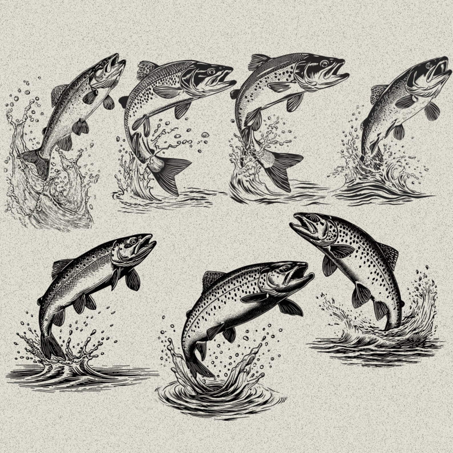 38 Trout Designs Bundle PNG & SVG Digital for Laser Engraving or Print ...