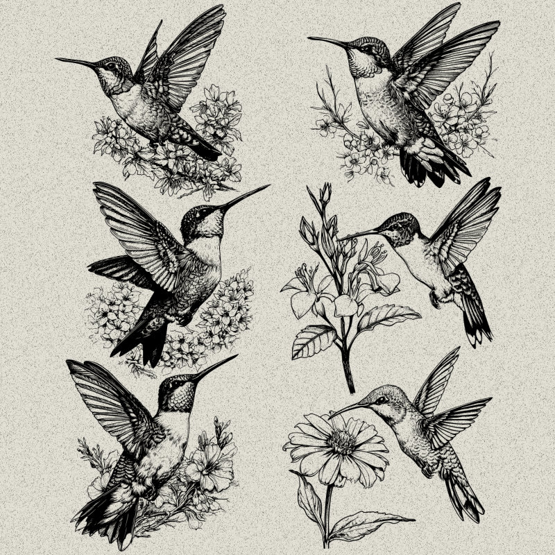 36 Humming Bird Designs Bundle PNG & SVG Digital for Laser Engraving or ...