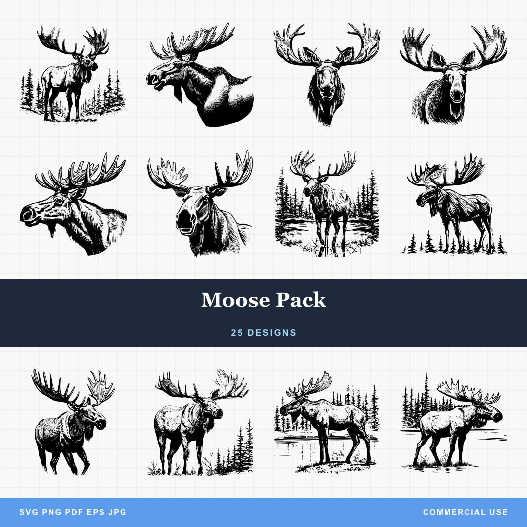 Moose Design Bundle PNG & SVG Formats Good for Laser Engraving and ...