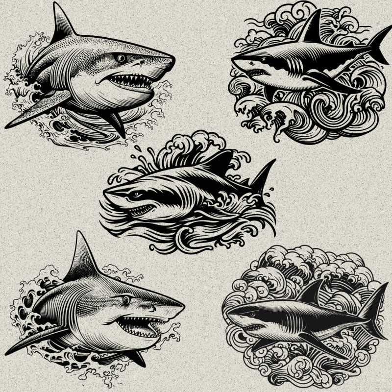 35 Shark Designs Bundle PNG & SVG Digital for Laser Engraving or Print ...
