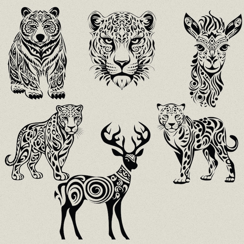 25 Tribal South American Animal SVG-PNG Bundle Digital Download Māori ...