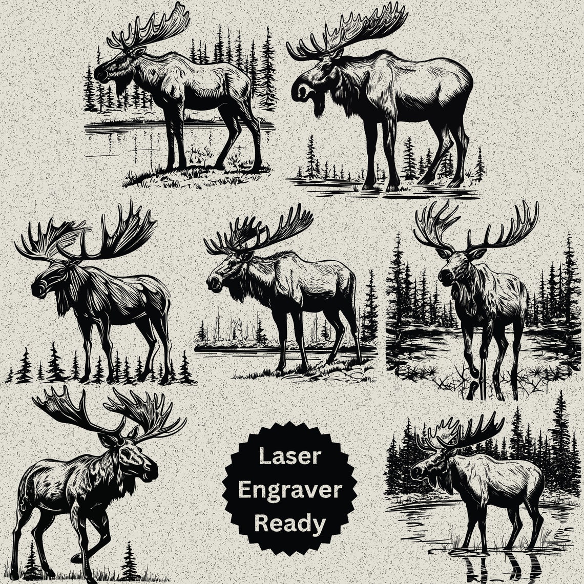 25 Moose Design Bundle PNG & SVG Formats Good for Laser Engraving and ...
