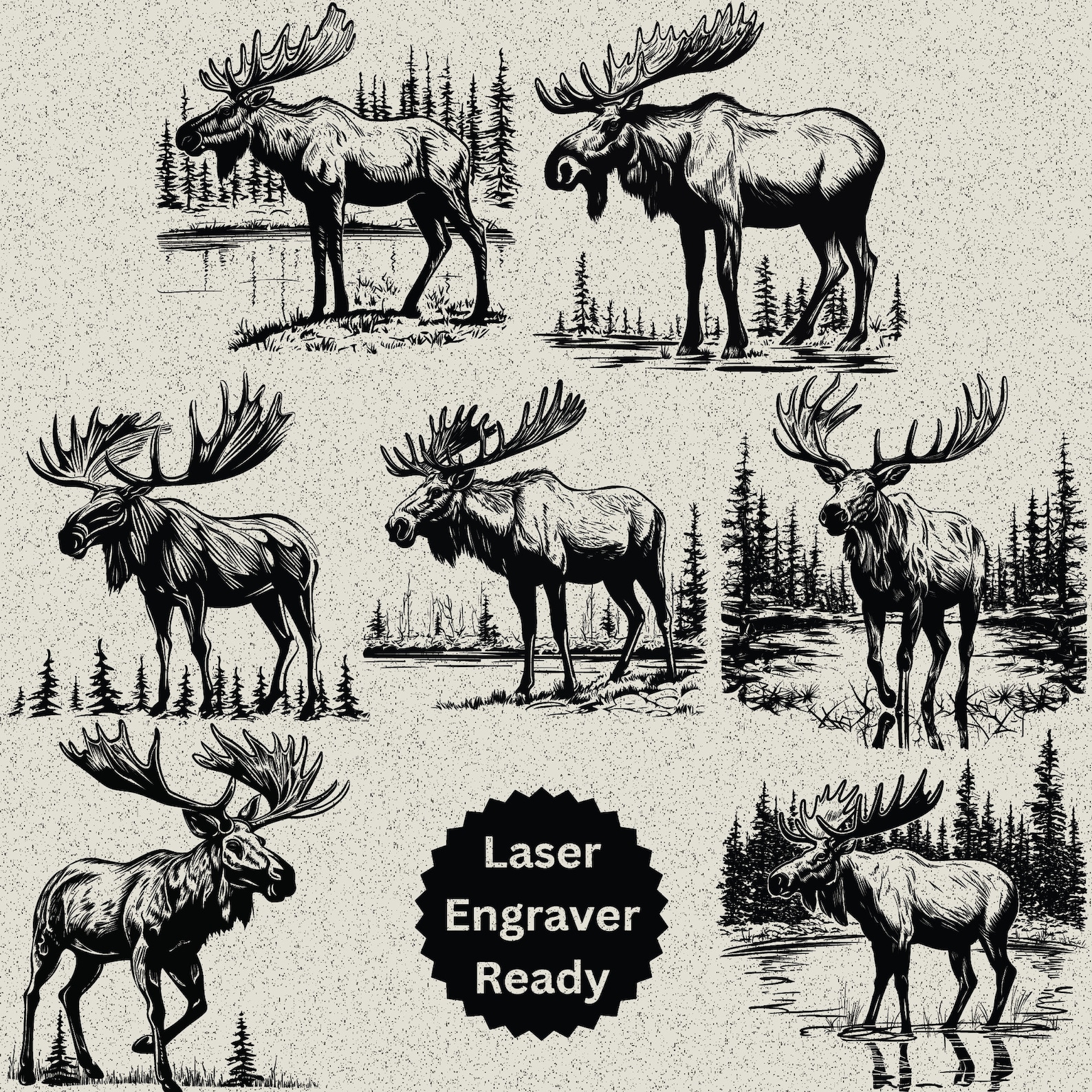 25 Moose Design Bundle PNG & SVG Formats Good for Laser Engraving and ...