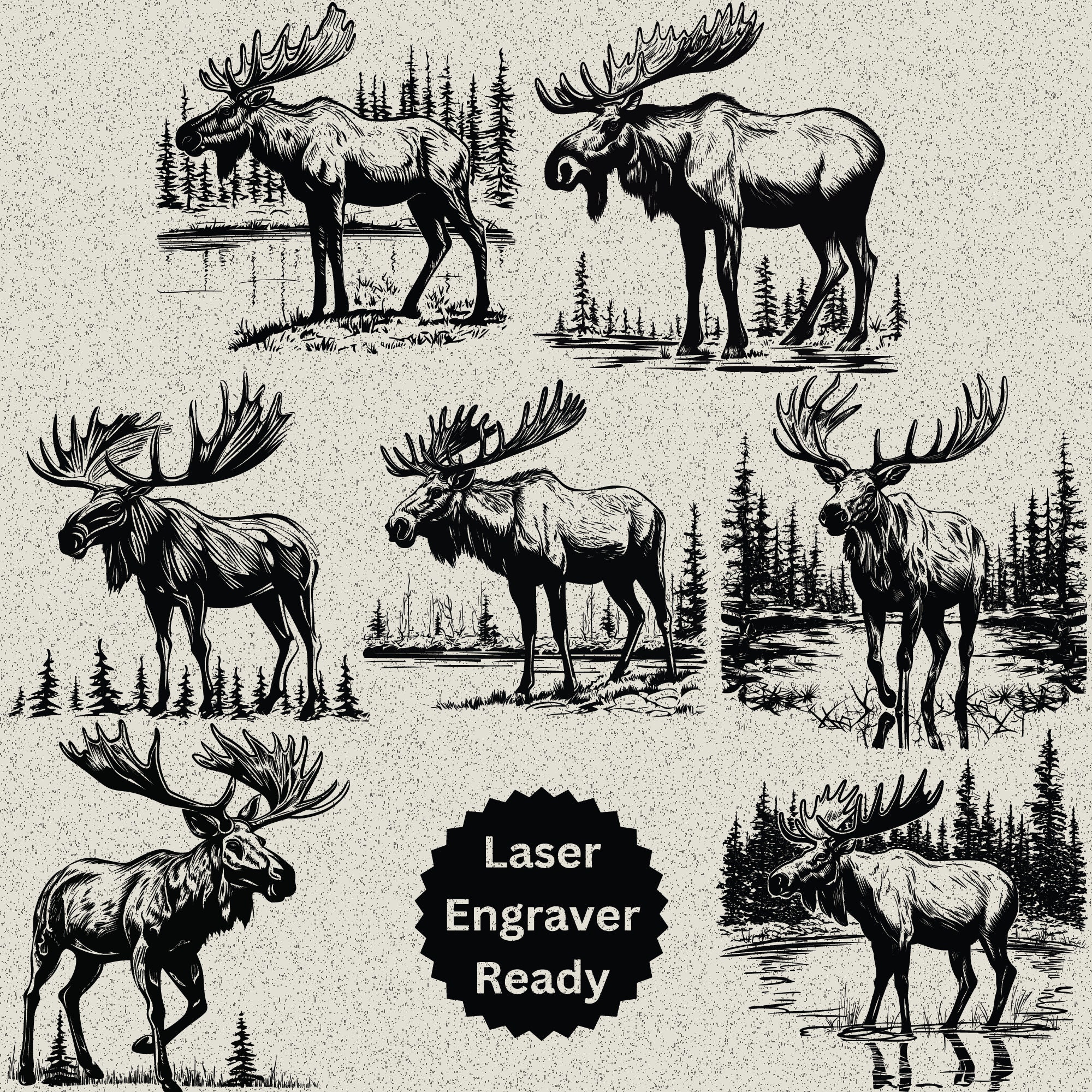 25 Moose Design Bundle PNG & SVG Formats Good for Laser Engraving and Print Moose Walking, Moose ...