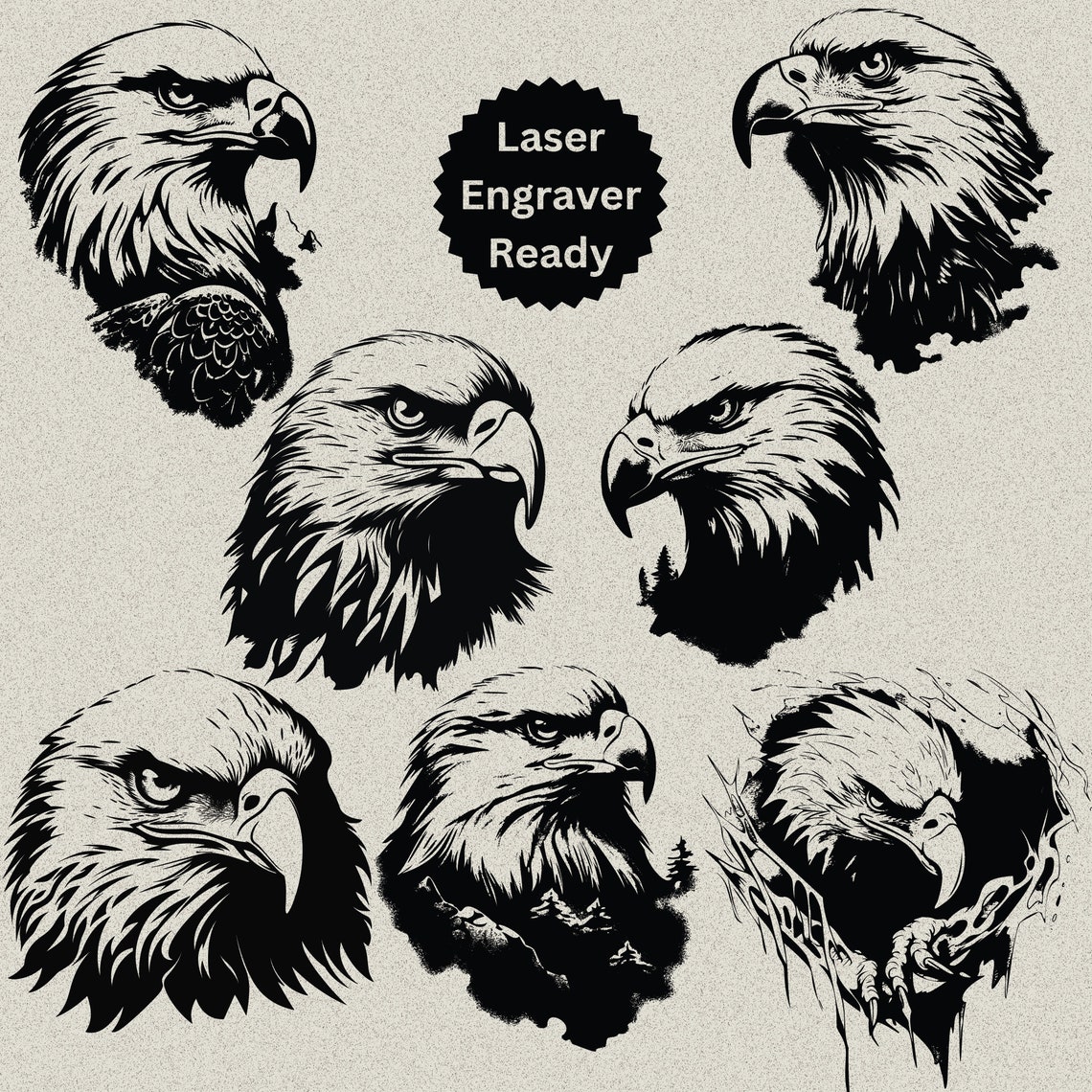32 Eagle Design Bundle SVG-PNG Detail Designs for Laser Engraving and ...
