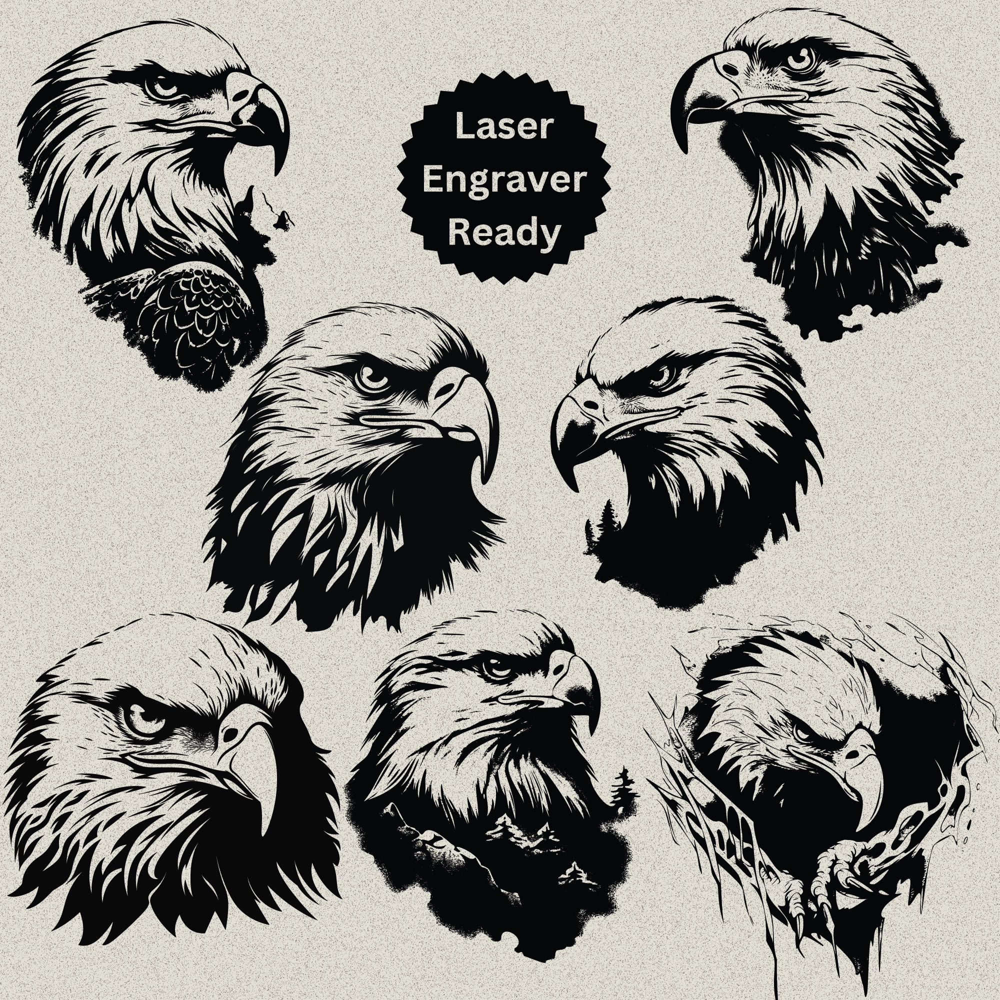 32 Eagle Design Bundle SVG-PNG Detail Designs for Laser Engraving and ...