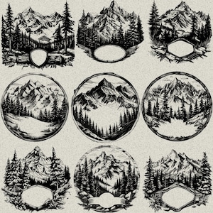 46 Mountain Sign SVG-PNG Bundle High Detail Designs for Laser Engraving ...