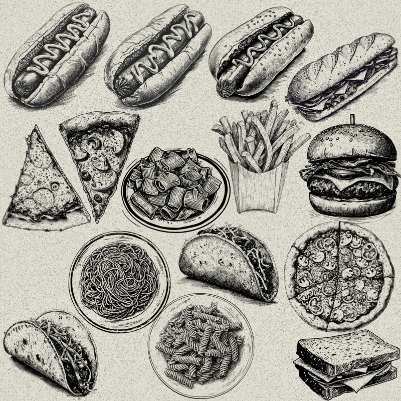 85 Food Designs Bundle PNG & SVG for Laser Engraving or Print, Pizza ...