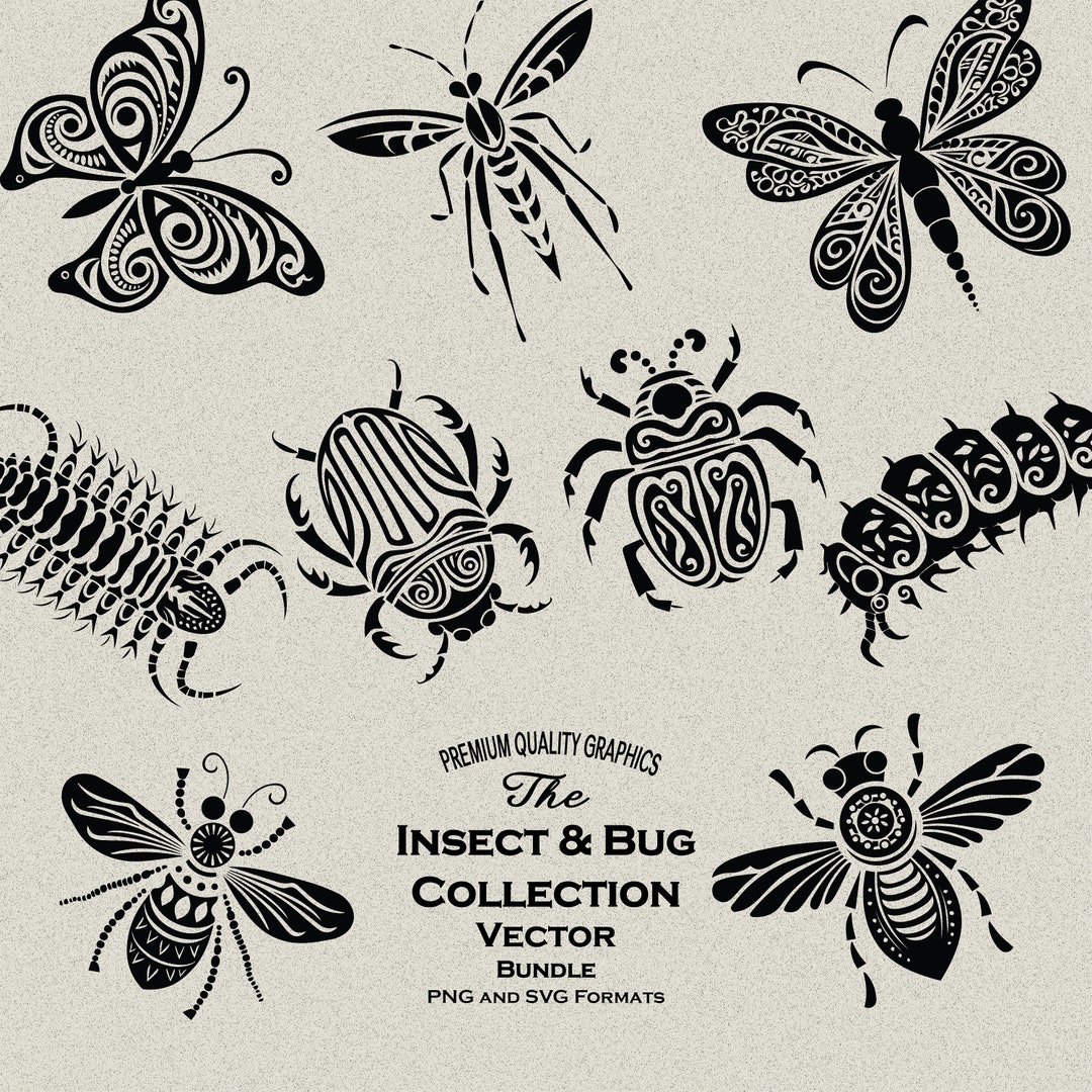 25 Tribal Insect and Bug SVG PNG Bundle, Bee, Fly, Mosquito, Beetle ...