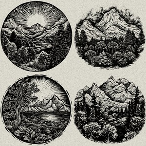 30 Nature and Camping SVG-PNG Bundle Low Detail Designs for Laser ...