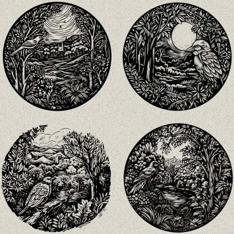 30 Tropical Landscapes SVG-PNG Bundle Low Detail Designs for Laser ...