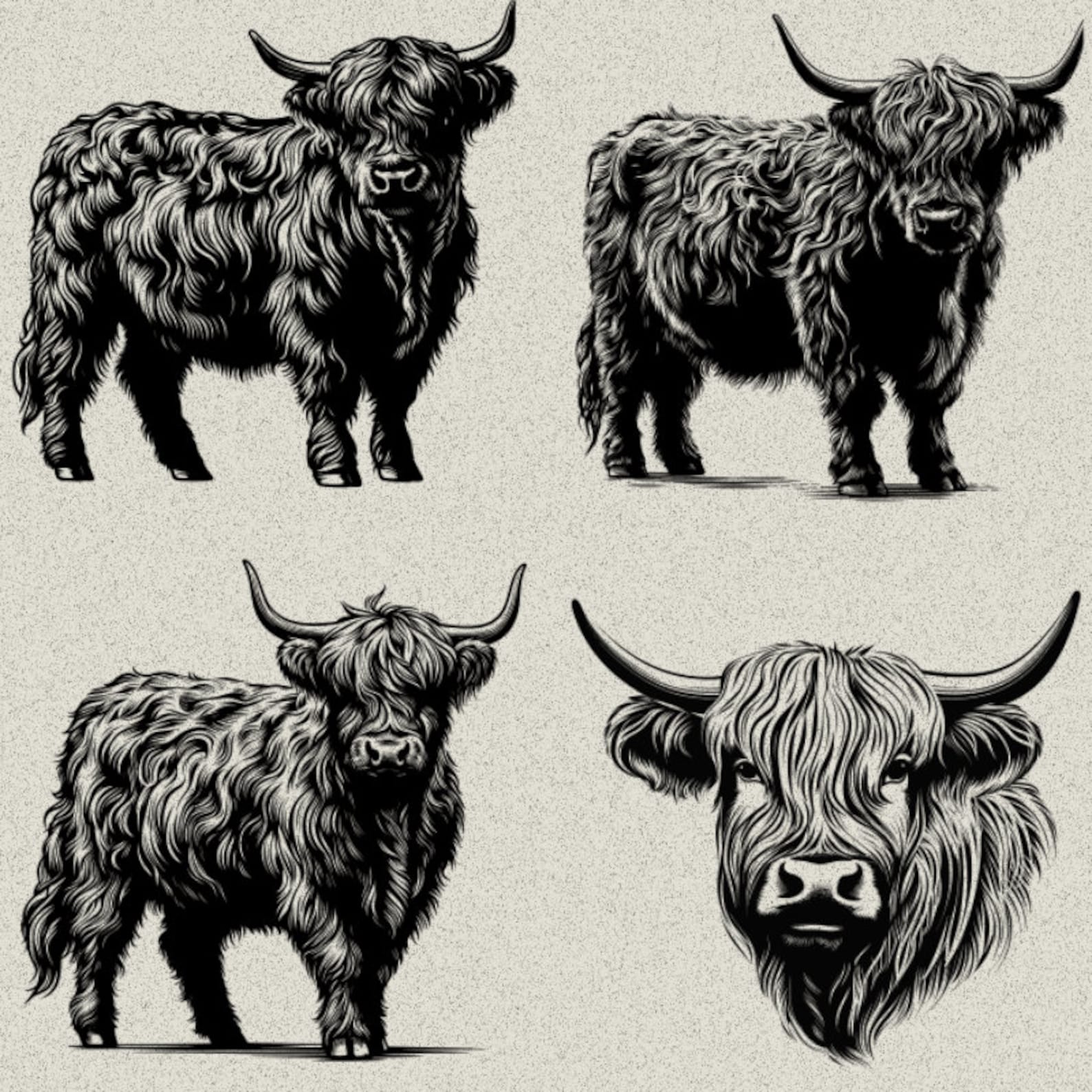 30 Highland Cow Designs Bundle PNG & SVG Digital Download for Laser ...