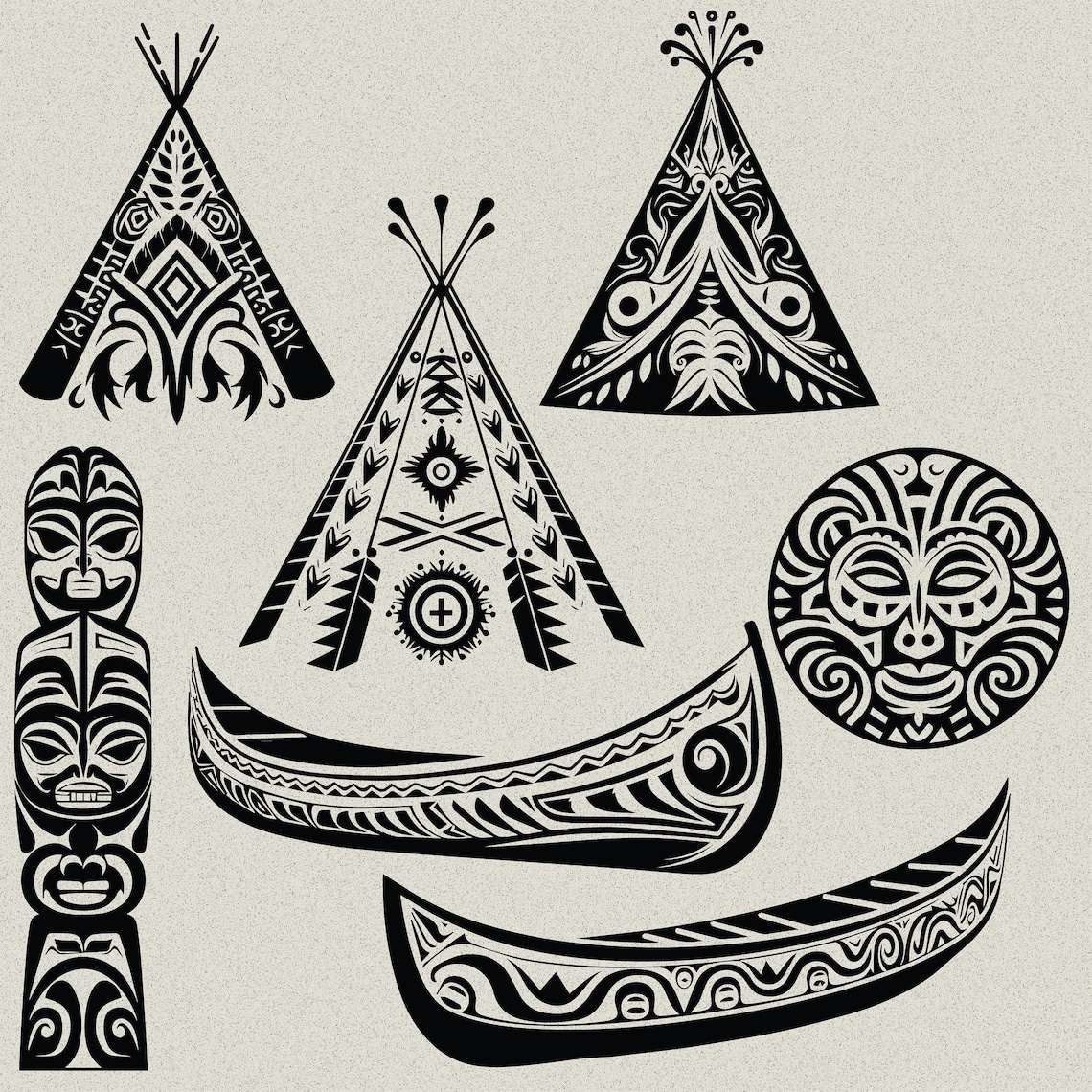 25 Native People Svgs & Pngs Tribal Designs Pack for Laser Engraver ...