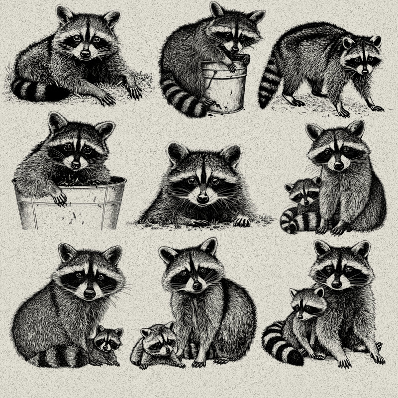 56 Raccoon Designs Bundle PNG & SVG Digital for Laser Engraving or ...