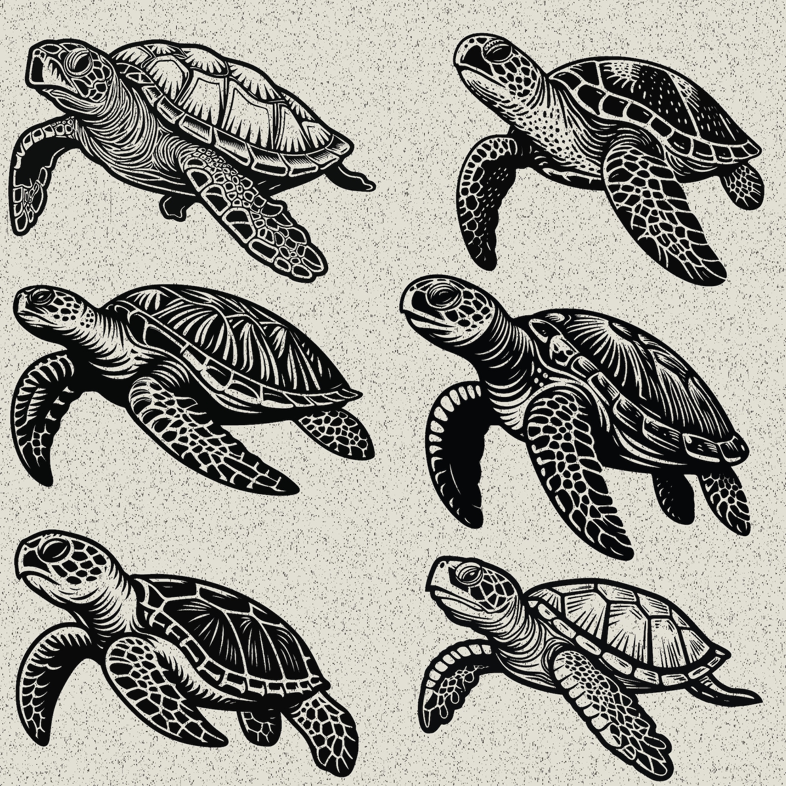 34 Sea Turtle Graphics SVG and PNG Bundle: Laser Engraver and Print ...