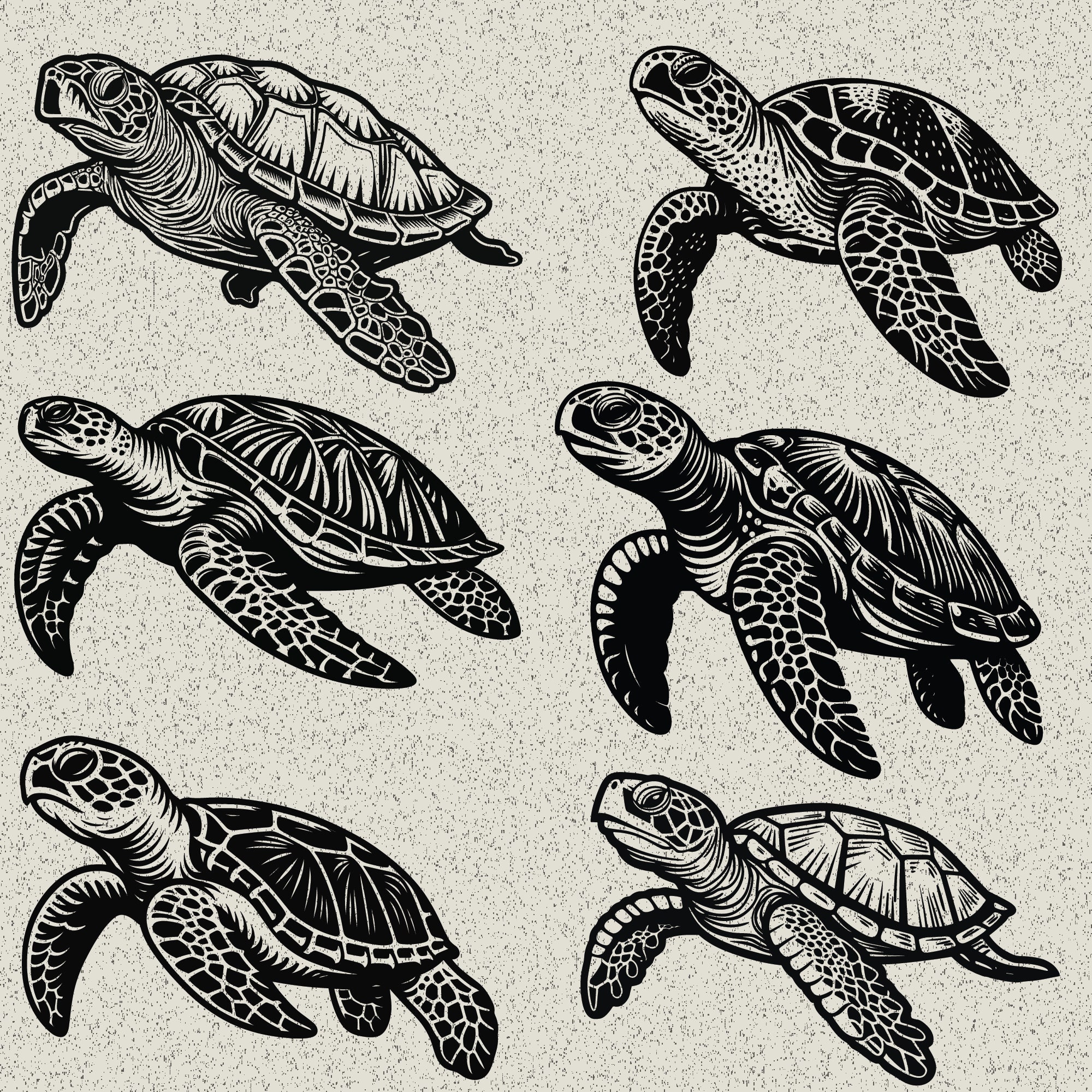 34 Sea Turtle Graphics SVG and PNG Bundle: Laser Engraver and Print ...
