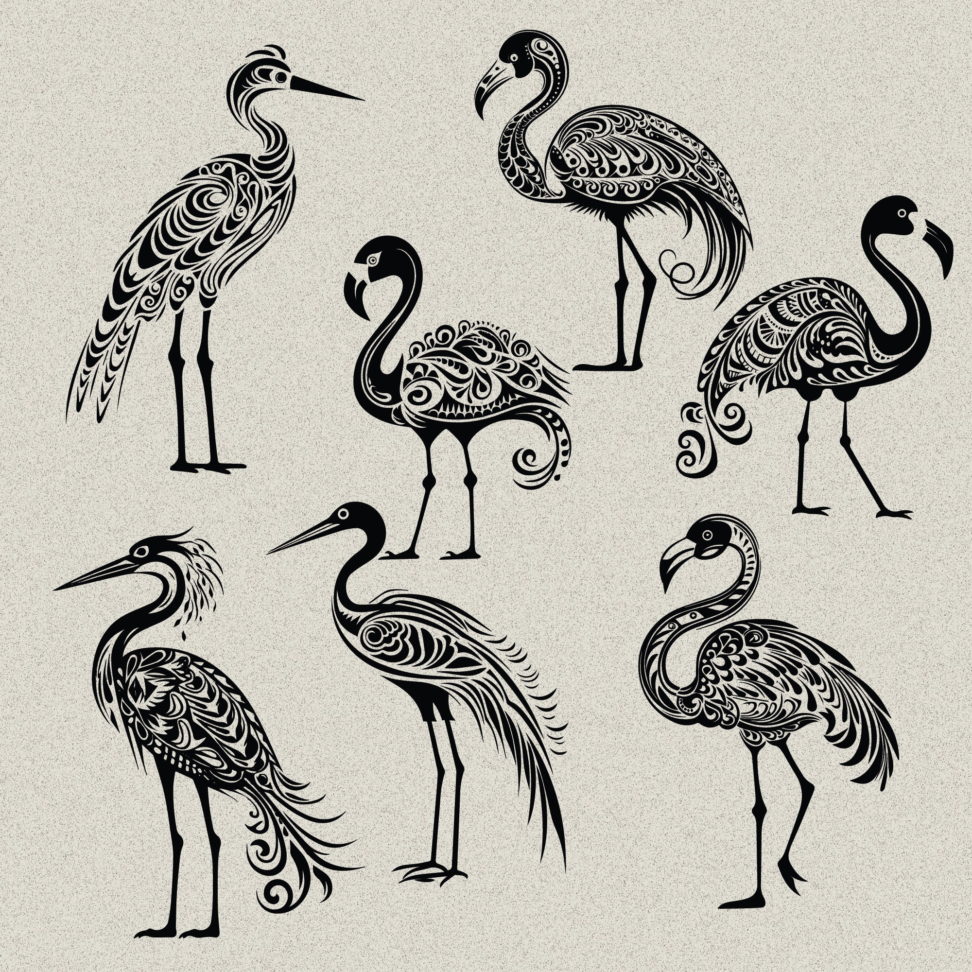 50 Tribal Bird Design Bundle SVG & PNG Files, for Engraving, Cutting ...
