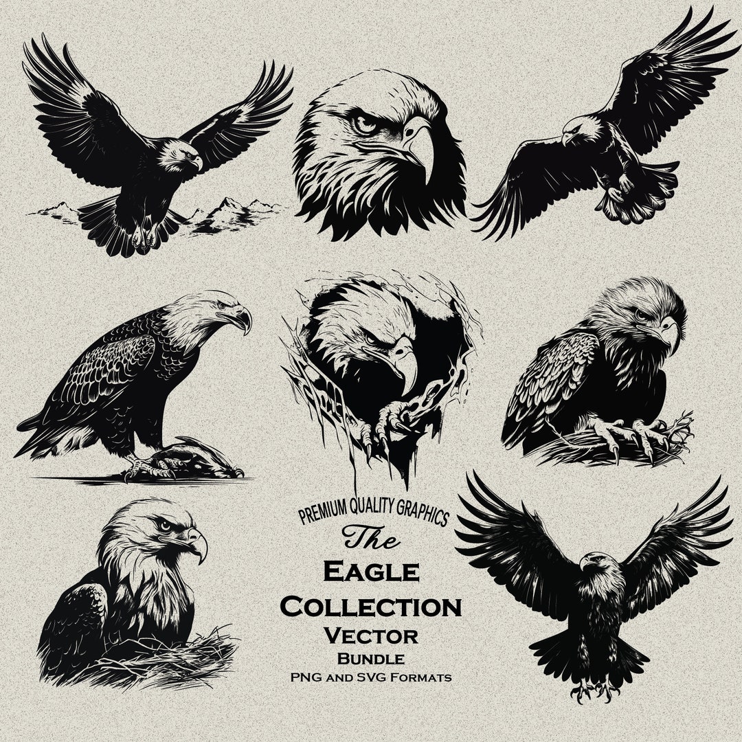 32 Eagle Design Bundle SVG-PNG Detail Designs for Laser Engraving and ...