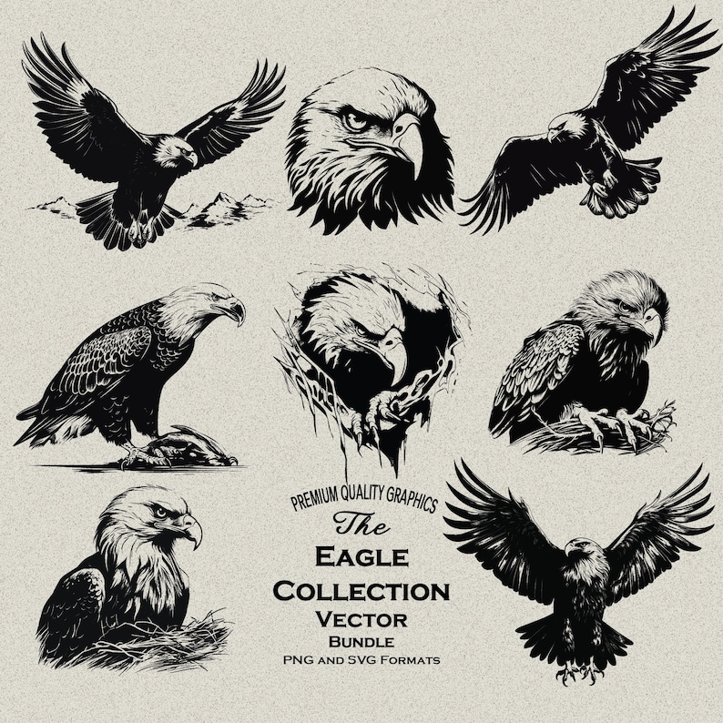 32 Eagle Design Bundle SVG-PNG Detail Designs for Laser Engraving and ...