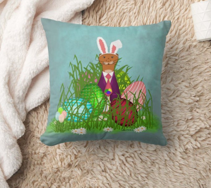 Oliver the Otter Spring Throw Pillows - Etsy
