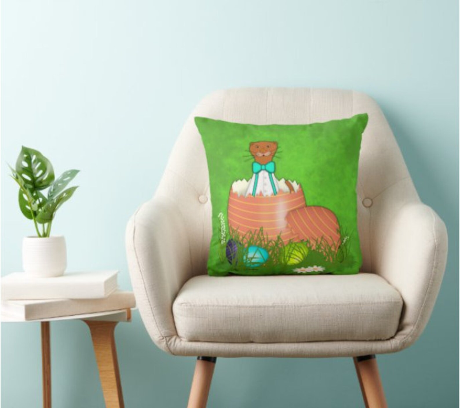 Oliver the Otter Spring Throw Pillows - Etsy