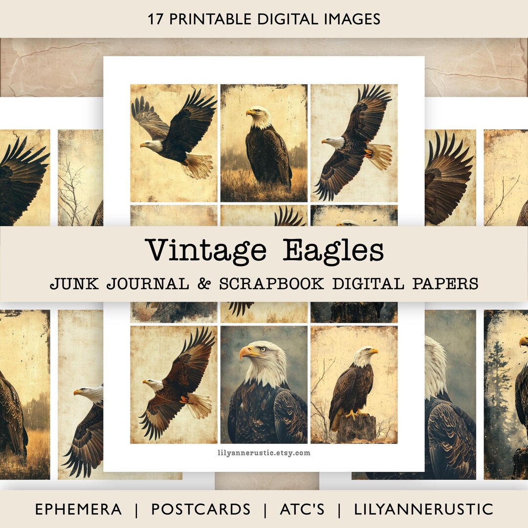 Eagle Junk Journal Ephemera Images Eagle Digital Paper Scrapbook ...
