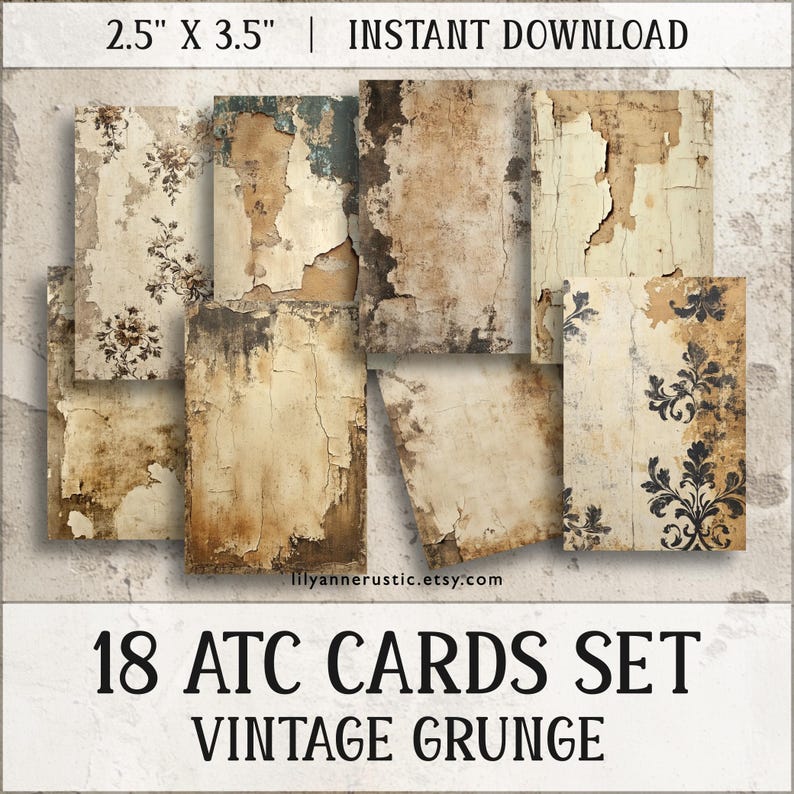 Old Grunge ATC Card Backgrounds Artist Trading Cards Instant Download ...