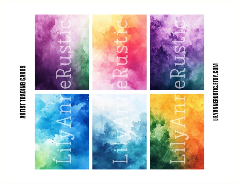 ATC Cards Digital, ATC Backgrounds, Artist Trading Card Template ...