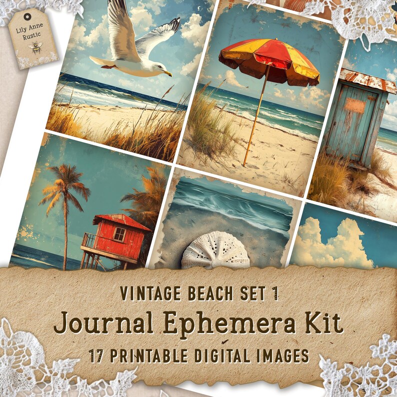 Beach Junk Journal Printable Summer Ephemera Vintage Scrapbooking Paper ...