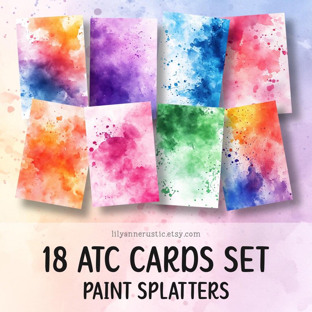 Paint Splatter ATC Cards Backgrounds Artist Trading Cards Printable ...
