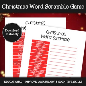 Christmas Word Scramble Printable Game, Kids Christmas Activities ...