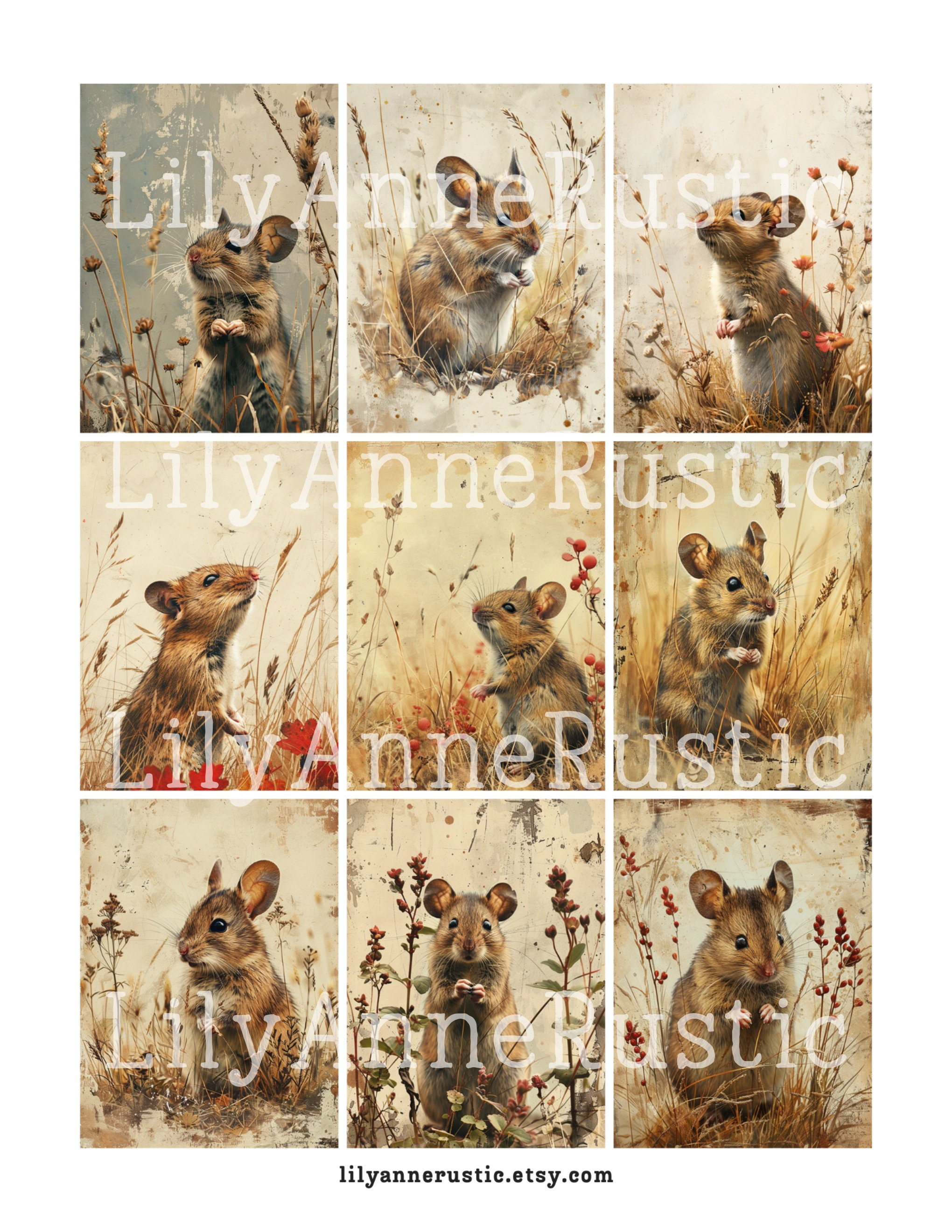 Mice Junk Journal Clip Art Images Scrapbook Ephemera Printable Digital ...